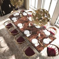 China Gold Black Marble Surface Dining Table Luxury Dining Room Furniture Metal Legs Rectangular High End for sale