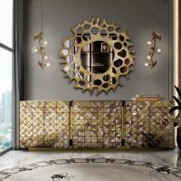 China Stainless Steel Dining Cabinet Modern Entryway Furniture High End Solid Wood for Villa for sale