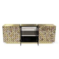 China Stainless Steel Dining Cabinet Modern Entryway Furniture High End Solid Wood for Villa for sale