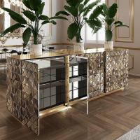 China Stainless Steel Dining Cabinet Modern Entryway Furniture High End Solid Wood for Villa for sale