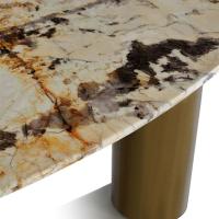 China Italian Natural Marble Drop Shaped Dining Table Luxury Dining Room Furniture High End Stainless Steel for sale