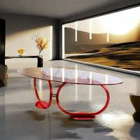 China Tempered Glass Oval Dining Table Set Luxury Dining Room Furniture Italian High Grade Metal Modern for sale
