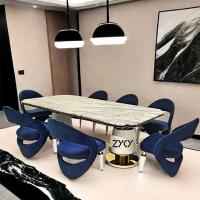 China Natural Marble Dining Table Set Luxury Dining Room Furniture Designer Rectangular Senior Style for Home for sale