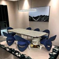China Natural Marble Dining Table Set Luxury Dining Room Furniture Designer Rectangular Senior Style for Home for sale