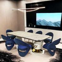 China Natural Marble Dining Table Set Luxury Dining Room Furniture Designer Rectangular Senior Style for Home for sale