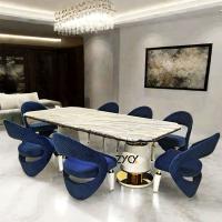 China Natural Marble Dining Table Set Luxury Dining Room Furniture Designer Rectangular Senior Style for Home for sale