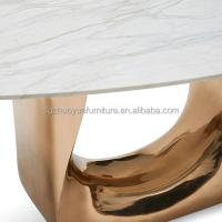 China White Marble Gold Dining Table Set Modern Round Design for Apartment Home for sale