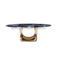 China White Marble Gold Dining Table Set Modern Round Design for Apartment Home for sale