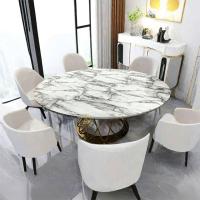China White Marble Round Dining Table Polished Gold Metal Base 8 Seater for Home Kitchen Villa for sale