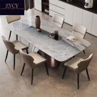China Square Rectangular Dining Table Set Italian Modern Stainless Steel Marble Surface Waterproof for Apartment for sale