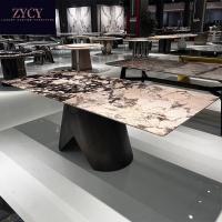China Square Rectangular Dining Table Set Italian Modern Stainless Steel Marble Surface Waterproof for Apartment for sale