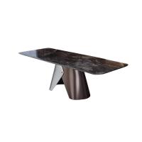 China Square Rectangular Dining Table Set Italian Modern Stainless Steel Marble Surface Waterproof for Apartment for sale