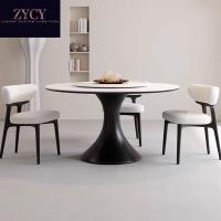 China Luxury Dining Chair Light PU Leather Round Table Metal for Villa Banquet for sale
