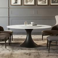 China Luxury Dining Chair Light PU Leather Round Table Metal for Villa Banquet for sale