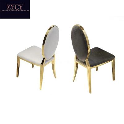 China Modern European Round Back Dining Chair Champagne Stainless Steel Upholstered for Home Bar Villa for sale