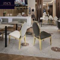 China Modern European Round Back Dining Chair Champagne Stainless Steel Upholstered for Home Bar Villa for sale