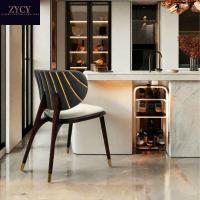 China Italian Modern High End Solid Wood Suede Dining Chair Metal for Home Office Hotel for sale