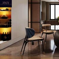 China Italian Modern High End Solid Wood Suede Dining Chair Metal for Home Office Hotel for sale