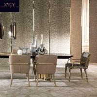 China Premium Luxury Copper Dining Chair Printed Leather Seat Back Upholstered Metal Design for Office for sale