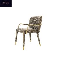 China Premium Luxury Copper Dining Chair Printed Leather Seat Back Upholstered Metal Design for Office for sale