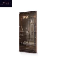 China Premium Open Back Wine Bar Set Solid Wood Table Integrated Sink Fridge Swivel Velvet Stools for sale
