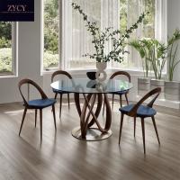 China Walnut 6 Seater Dining Table Italian Modern Designer High End Tempered Glass Stainless for Home Hotel for sale