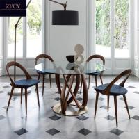China Walnut 6 Seater Dining Table Italian Modern Designer High End Tempered Glass Stainless for Home Hotel for sale