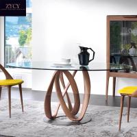 China Walnut 6 Seater Dining Table Italian Modern Designer High End Tempered Glass Stainless for Home Hotel for sale