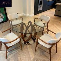 China Walnut 6 Seater Dining Table Italian Modern Designer High End Tempered Glass Stainless for Home Hotel for sale