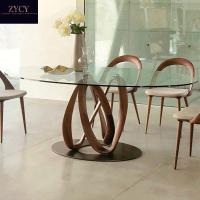 China Walnut 6 Seater Dining Table Italian Modern Designer High End Tempered Glass Stainless for Home Hotel for sale