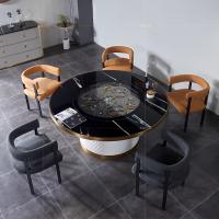 China Luxury Italian Marble Dining Table Embedded Mechanical Clock Modern for Home Apartment Hotel for sale