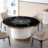 China Luxury Italian Marble Dining Table Embedded Mechanical Clock Modern for Home Apartment Hotel for sale