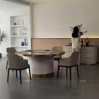 China Luxury Italian Marble Dining Table Embedded Mechanical Clock Modern for Home Apartment Hotel for sale
