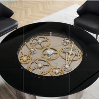 China Luxury Italian Marble Dining Table Embedded Mechanical Clock Modern for Home Apartment Hotel for sale