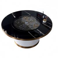 China Luxury Italian Marble Dining Table Embedded Mechanical Clock Modern for Home Apartment Hotel for sale