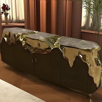 China Italian Luxury Solid Wood Dining Cabinet Modern Entryway Furniture Multifunction Eco Friendly Storage for sale