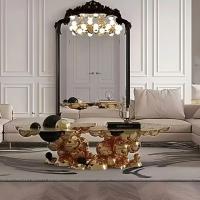 China Stainless Steel Irregular Bubble Tea Table Luxury Living Room Furniture Decorative Coffee Table Italian Design for sale