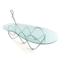 China Tempered Glass Conference Table Modern Office Furniture Italian Elliptical Design Stainless Steel Legs for sale