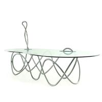 China Tempered Glass Conference Table Modern Office Furniture Italian Elliptical Design Stainless Steel Legs for sale