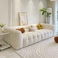 China French Style Cream Colored Marshmallow Sofa Luxury Living Room Furniture Nordic Fabric Lamb Wool Sponge Filled for sale