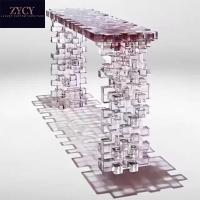 China Gradient Acrylic Square Corner Table Modern Entryway Furniture Customized Designer Creative for sale