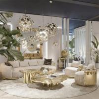 China Gold Coffee Table Set Luxury Living Room Furniture Irregular Etched Wood Grain Modern Stainless Steel for sale