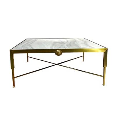 China Modern Stainless Steel Marble Square Coffee Table Luxury Living Room Furniture High End Design for sale