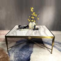 China Modern Stainless Steel Marble Square Coffee Table Luxury Living Room Furniture High End Design for sale