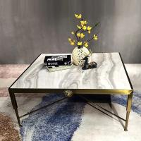 China Modern Stainless Steel Marble Square Coffee Table Luxury Living Room Furniture High End Design for sale
