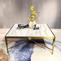 China Modern Stainless Steel Marble Square Coffee Table Luxury Living Room Furniture High End Design for sale