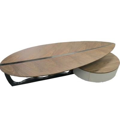 China Stainless Steel Leaf Artistic Coffee Table Set Luxury Living Room Furniture Drawers Decorative Piece for sale