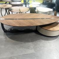 China Stainless Steel Leaf Artistic Coffee Table Set Luxury Living Room Furniture Drawers Decorative Piece for sale