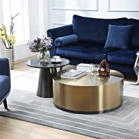 China Circular Marble Stainless Steel Coffee Table Set Luxury Living Room Furniture High End Modern Design for sale