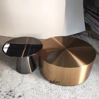 China Circular Marble Stainless Steel Coffee Table Set Luxury Living Room Furniture High End Modern Design for sale